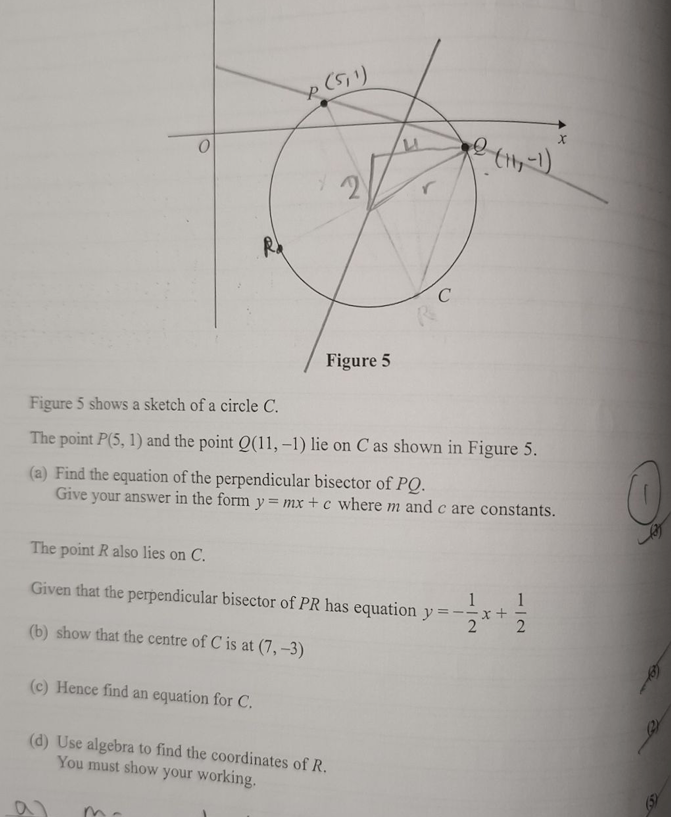 Figure 5 shows a sketch of a circle C. The | StudyX