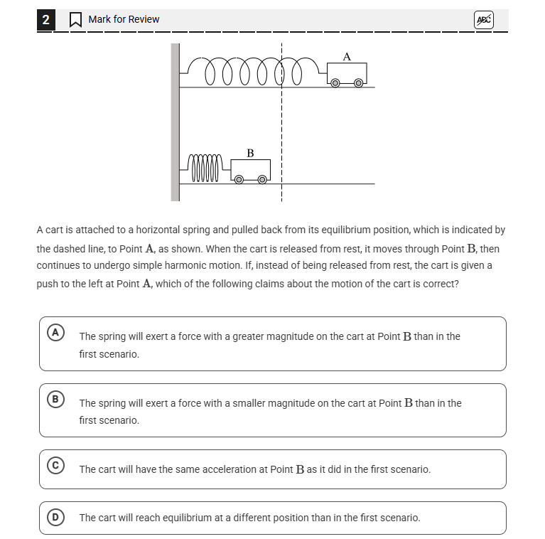 A cart is attached to a horizontal spring | StudyX