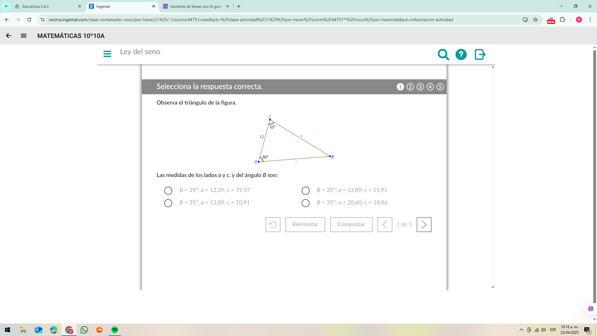 Selecciona la respuesta correcta. Observa | StudyX
