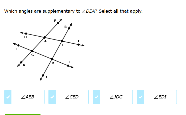 Which angles are supplementary to $ DEA$? | StudyX