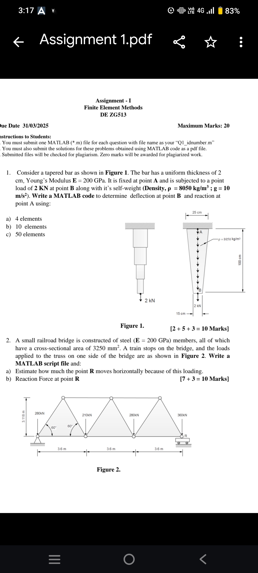 Consider a tapered bar as shown in Figure 1.