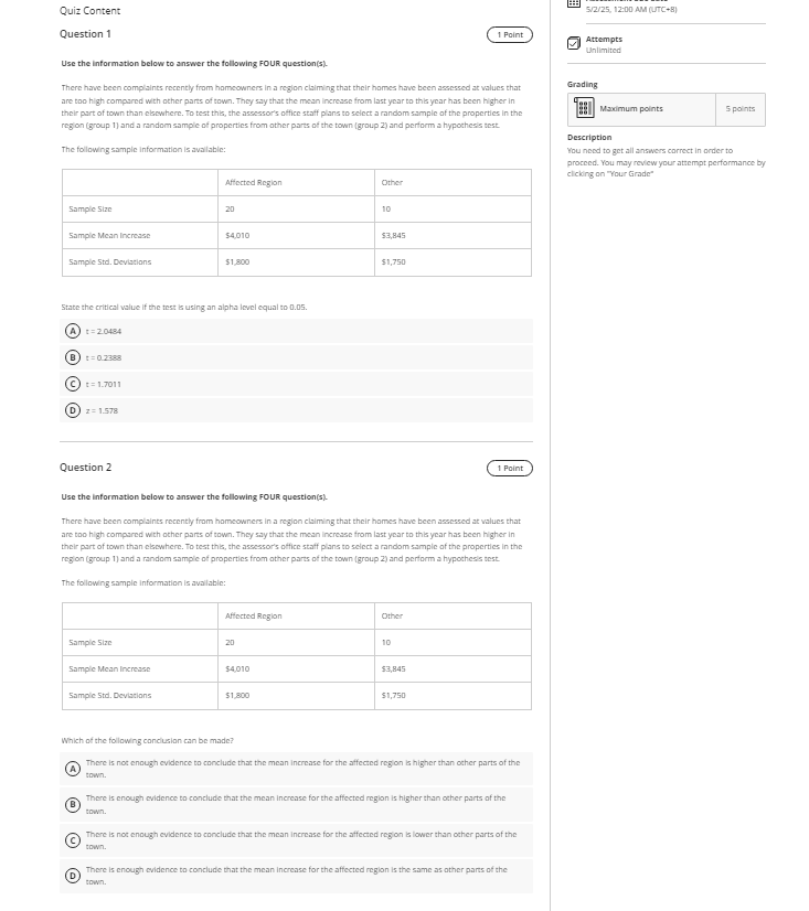 Question 1 Use the information below to | StudyX