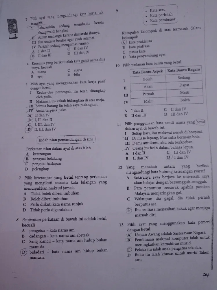3. Pilih ayat yang mengandungi kata kerja | StudyX