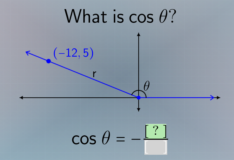 Find cos θ given a point | StudyX