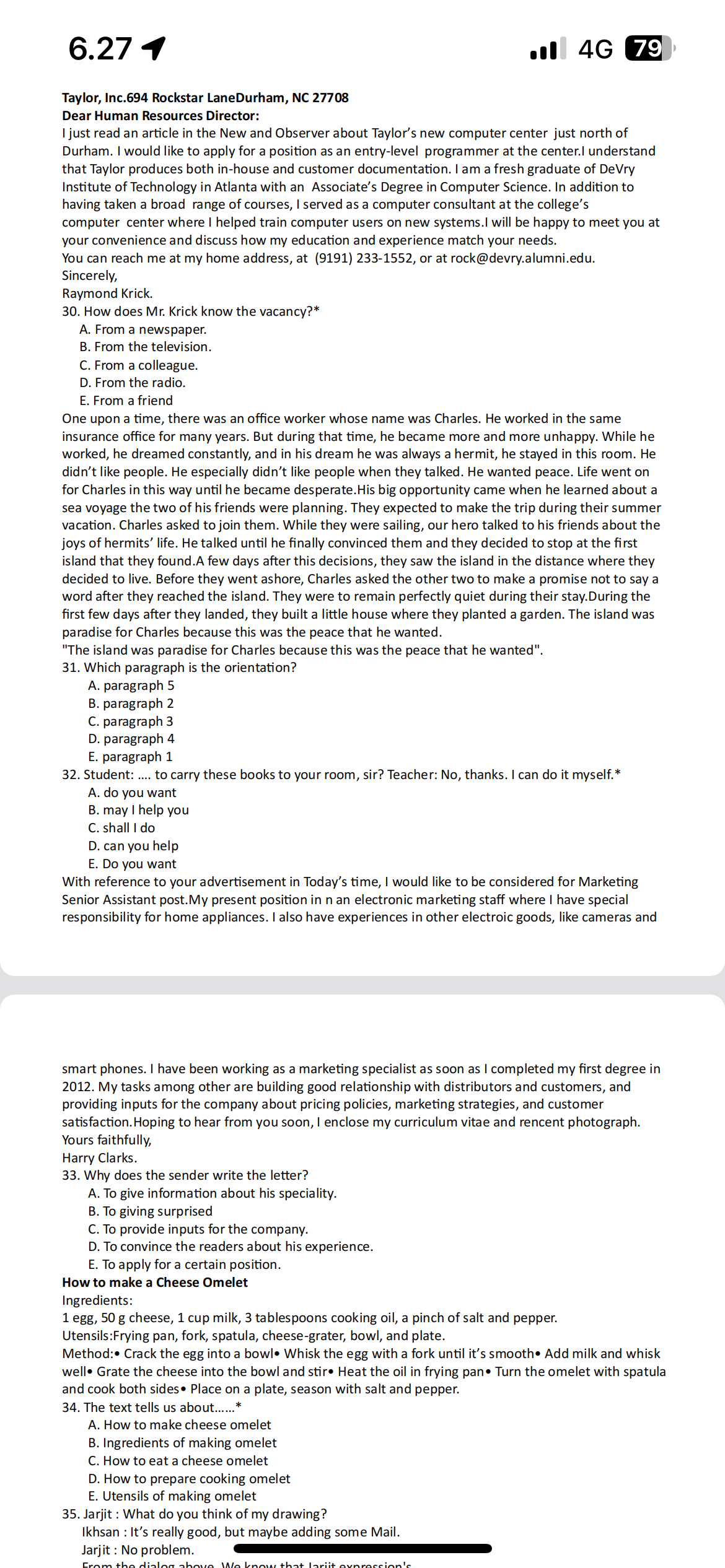 30. How does Mr. Krick know the vacancy? A. | StudyX