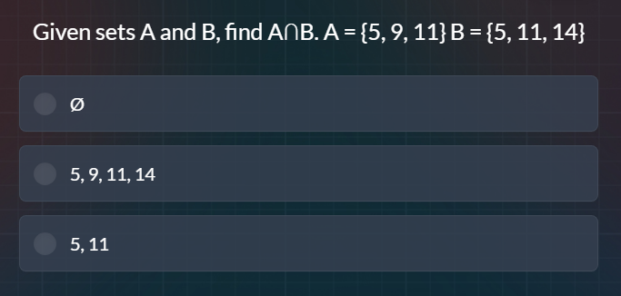 Given sets A and B, find $A B$. $A = \{5, | StudyX