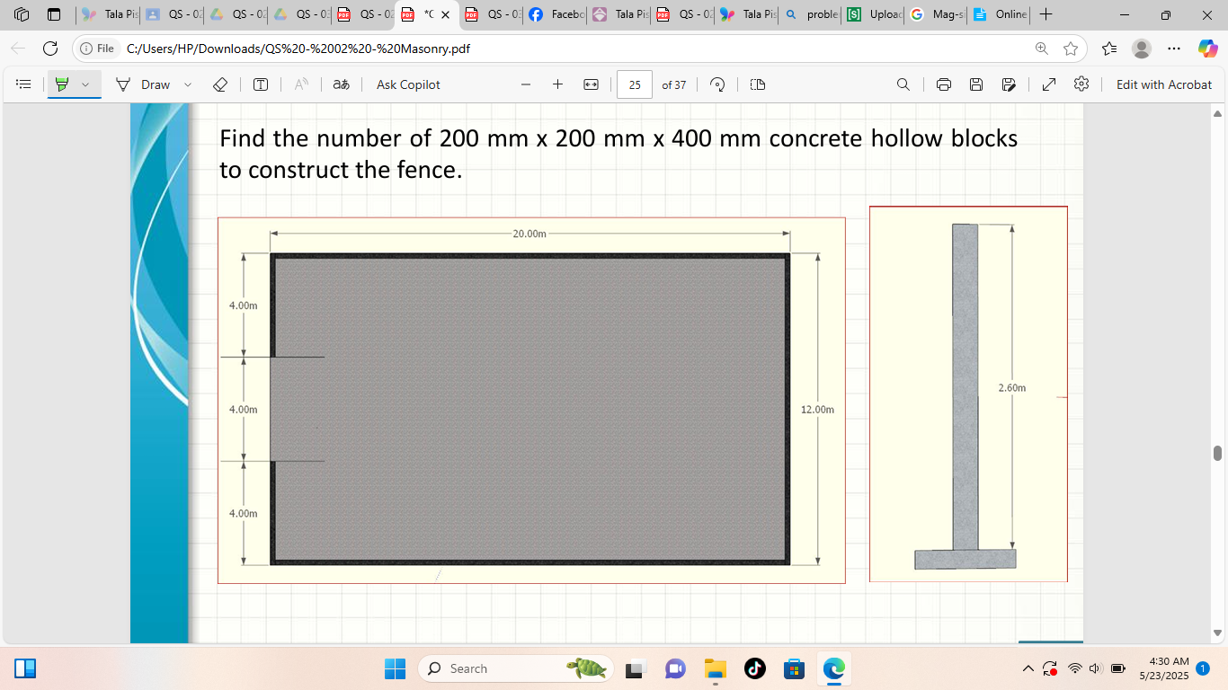 Find the number of 200 mm x 200 mm x 400 mm | StudyX