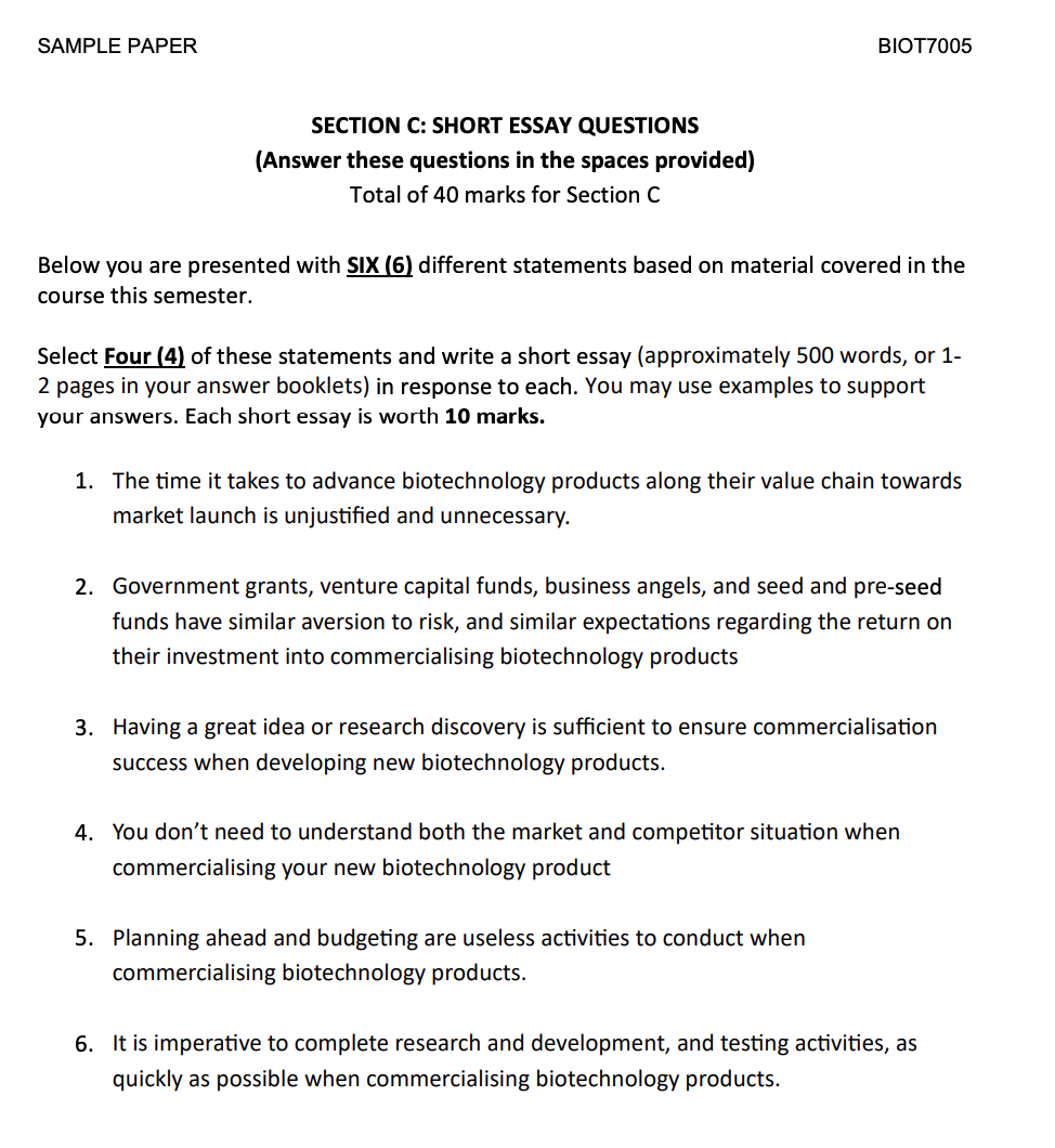 SECTION C: SHORT ESSAY QUESTIONS (Answer | StudyX