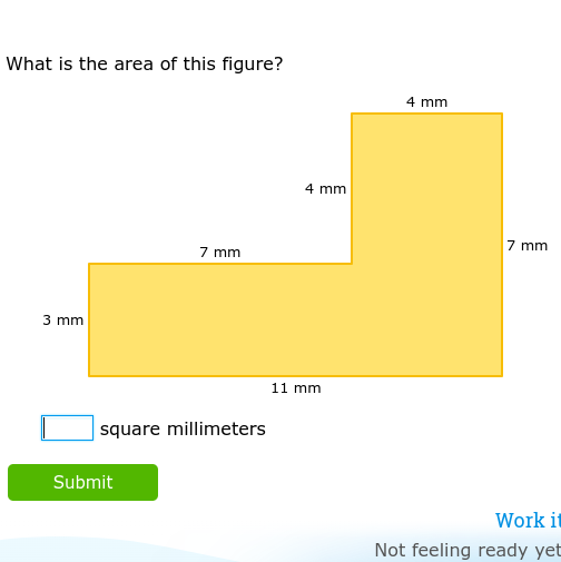 What is the area of this figure? 3 mm 7 mm | StudyX