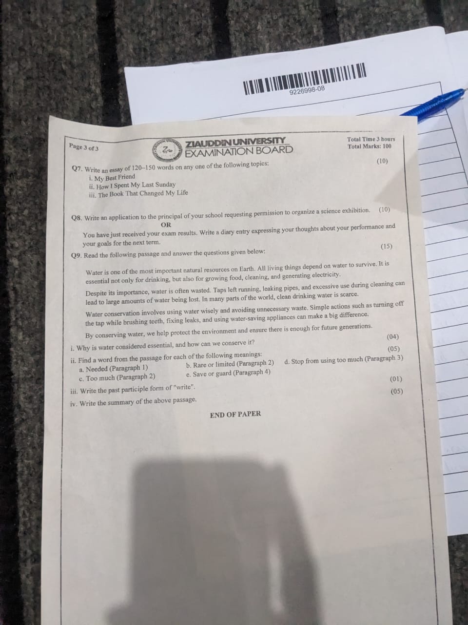 Q7. Write an essay of 120-150 words on any | StudyX