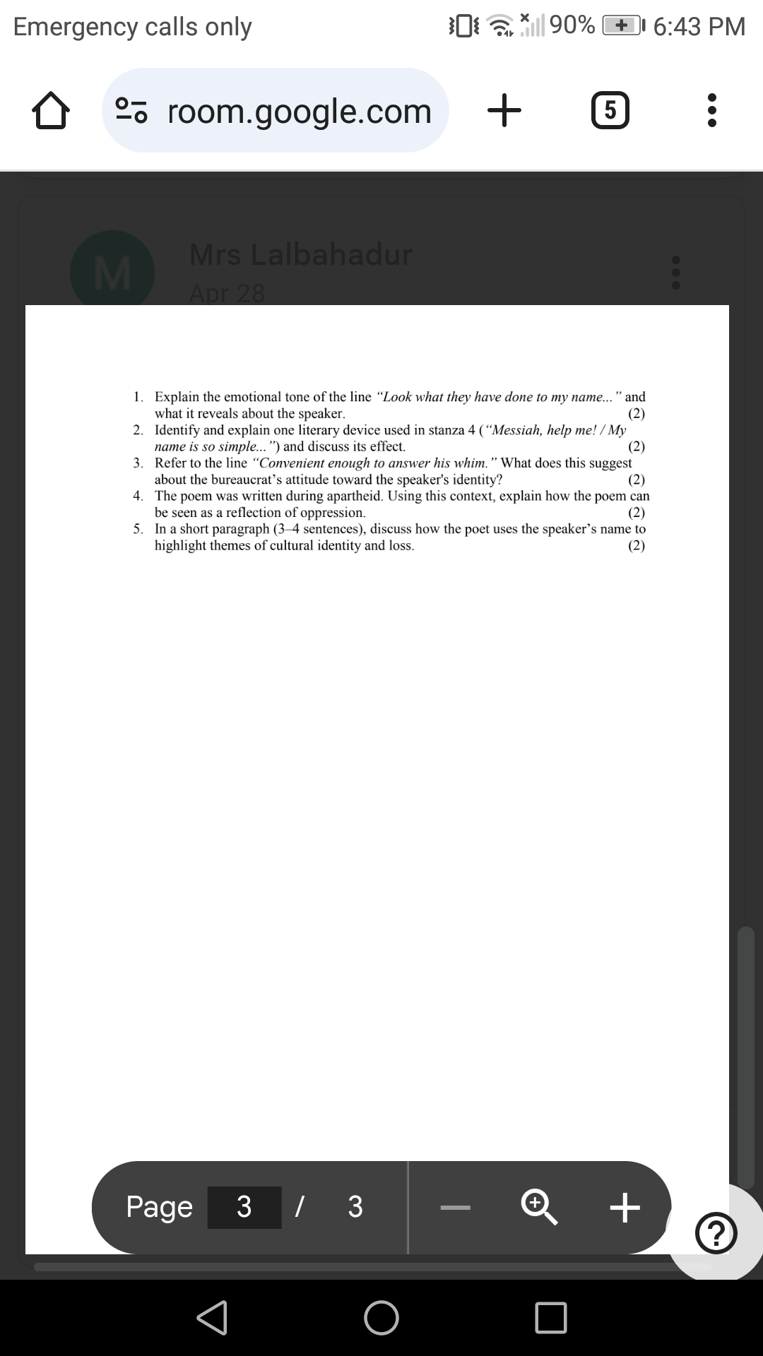 1. Explain the emotional tone of the line | StudyX