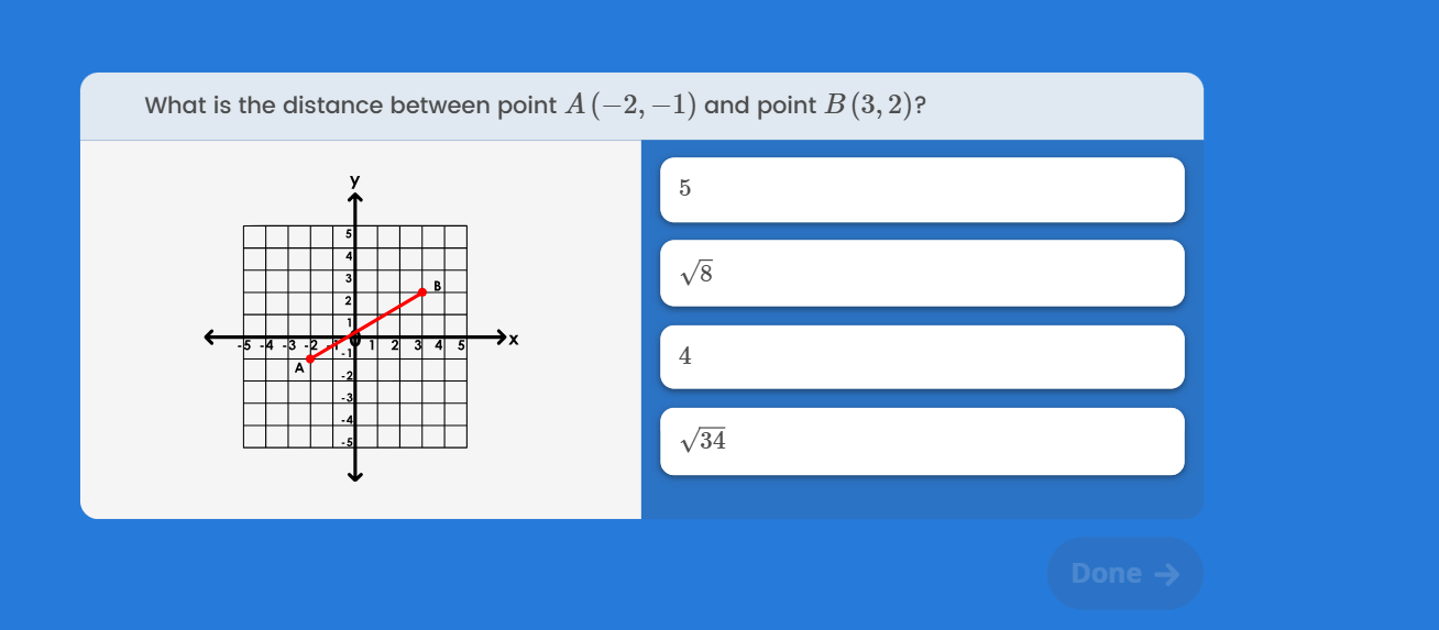 What is the distance between point A (-2, | StudyX