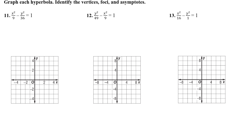 Graph each hyperbola. Identify the vertices, | StudyX