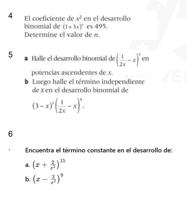 4. El coeficiente de $x^2$ en el desarrollo | StudyX