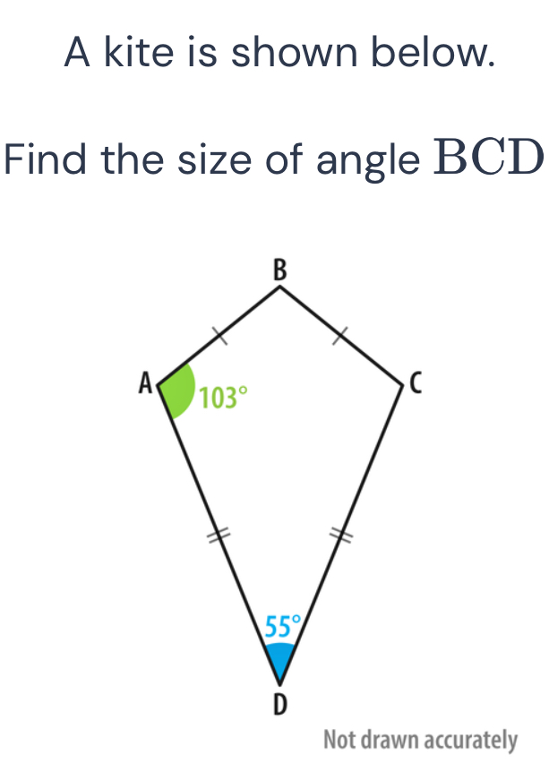 A kite is shown below. Find the size of