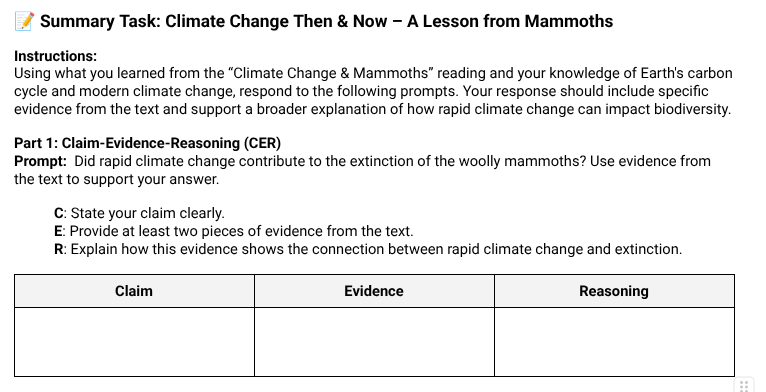 Summary Task: Climate Change Then Now - A | StudyX