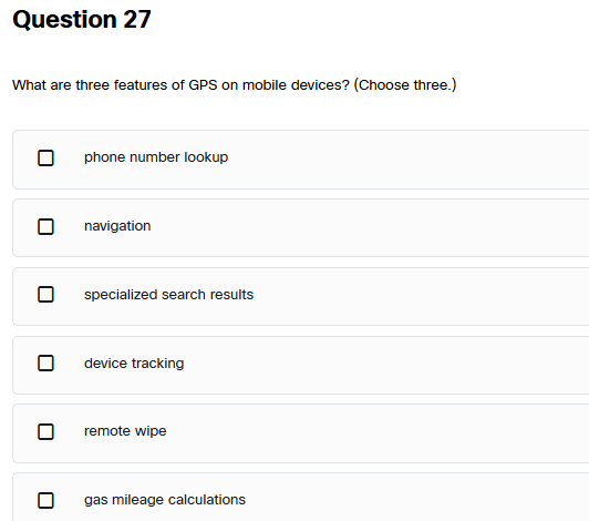 Question 27 What are three features of GPS | StudyX