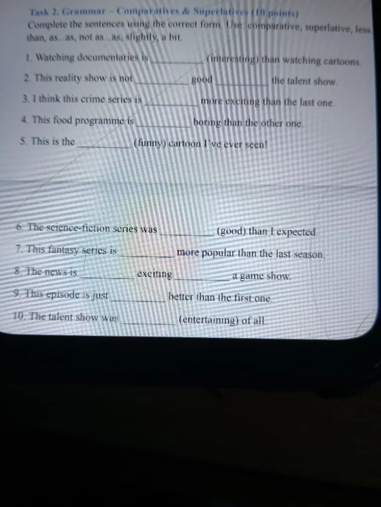 Task 2. Grammar - Comparatives | StudyX