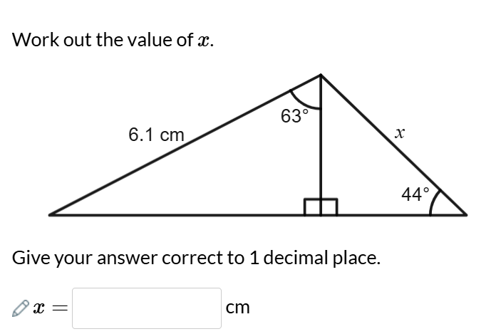 Work out the value of $x$. Give your answer | StudyX