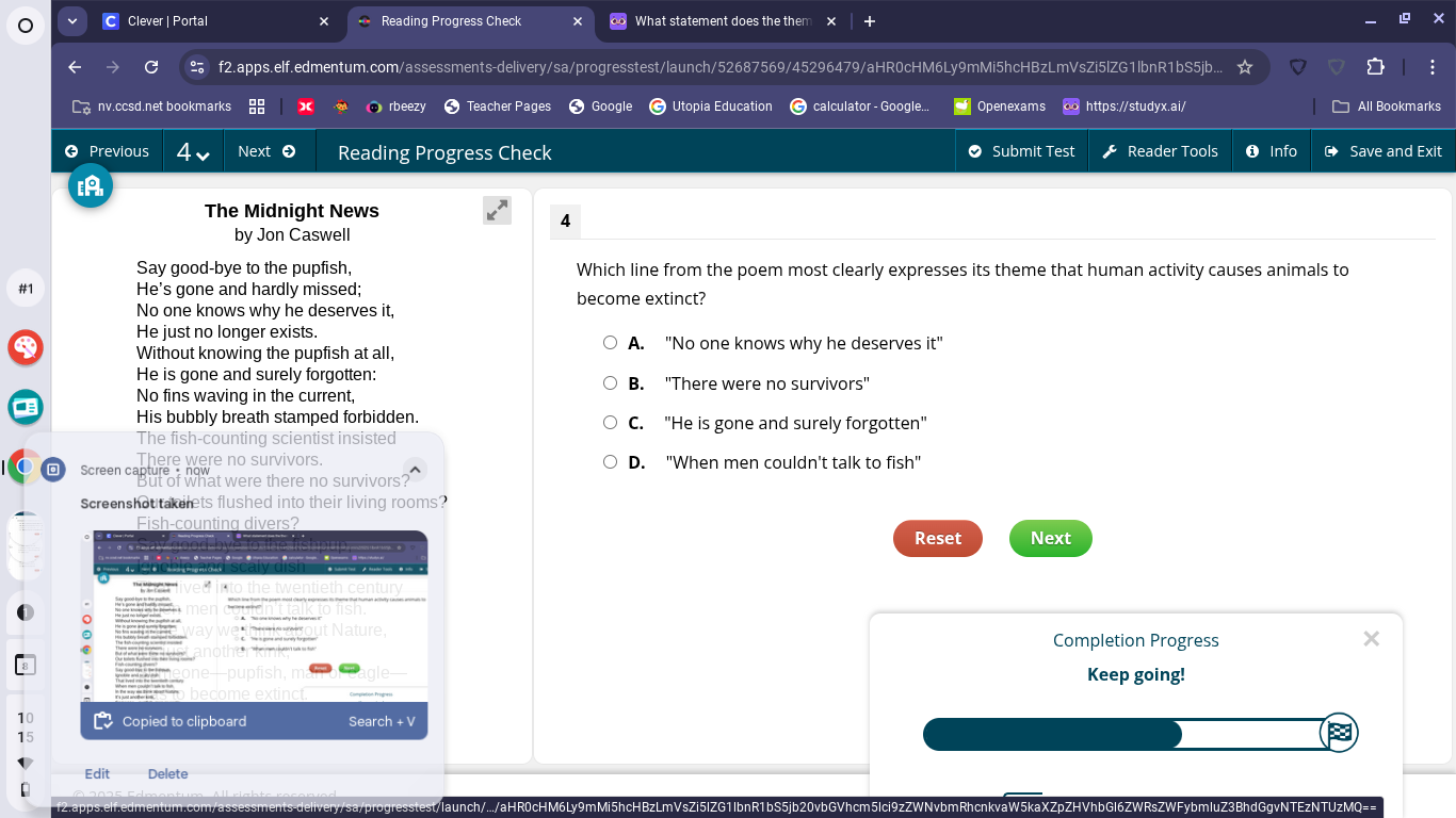 Which line from the poem most clearly | StudyX