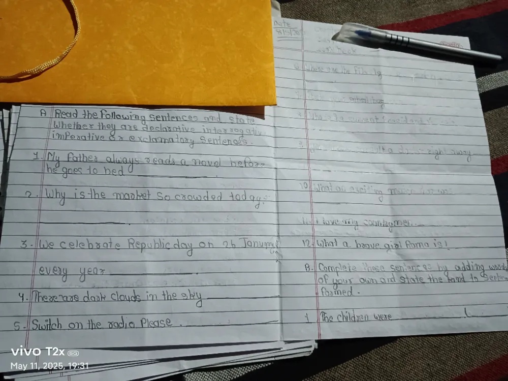 A. Read the following sentences and state | StudyX