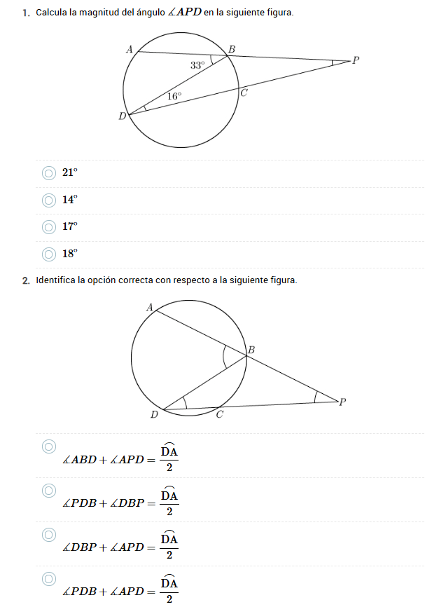 1. Calcula la magnitud del ángulo $ APD$ en | StudyX