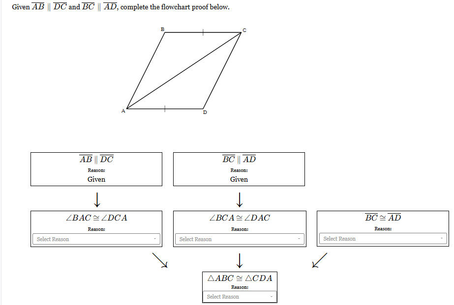 Given $ {AB} {DC}$ and $ {BC} {AD}$, | StudyX