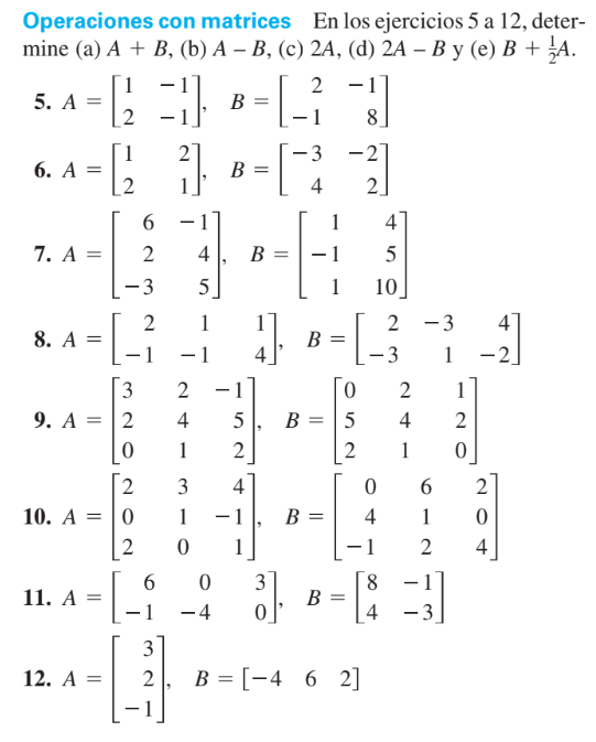 Operaciones con matrices En los ejercicios 5 | StudyX