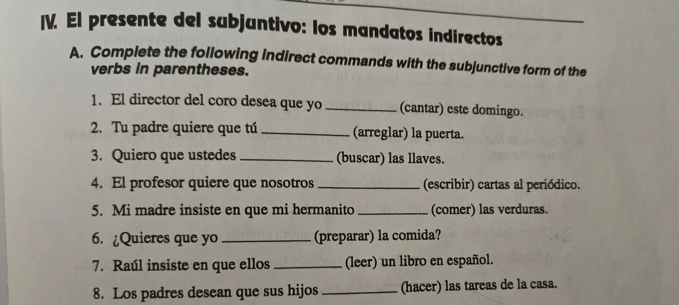 A. Complete the following indirect commands | StudyX