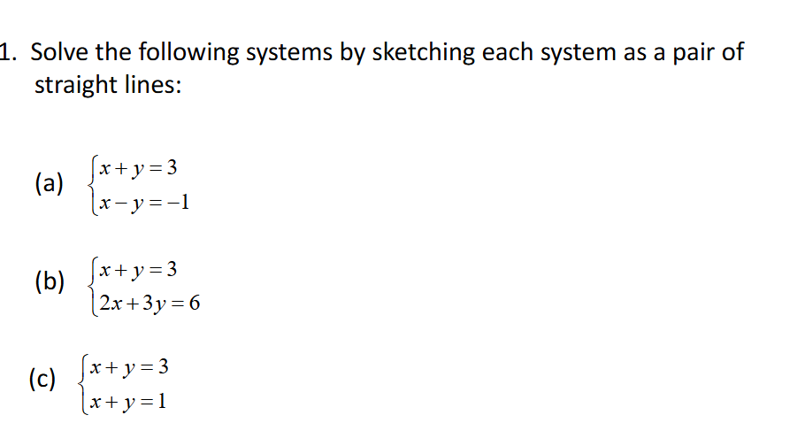 1. Solve the following systems by sketching | StudyX