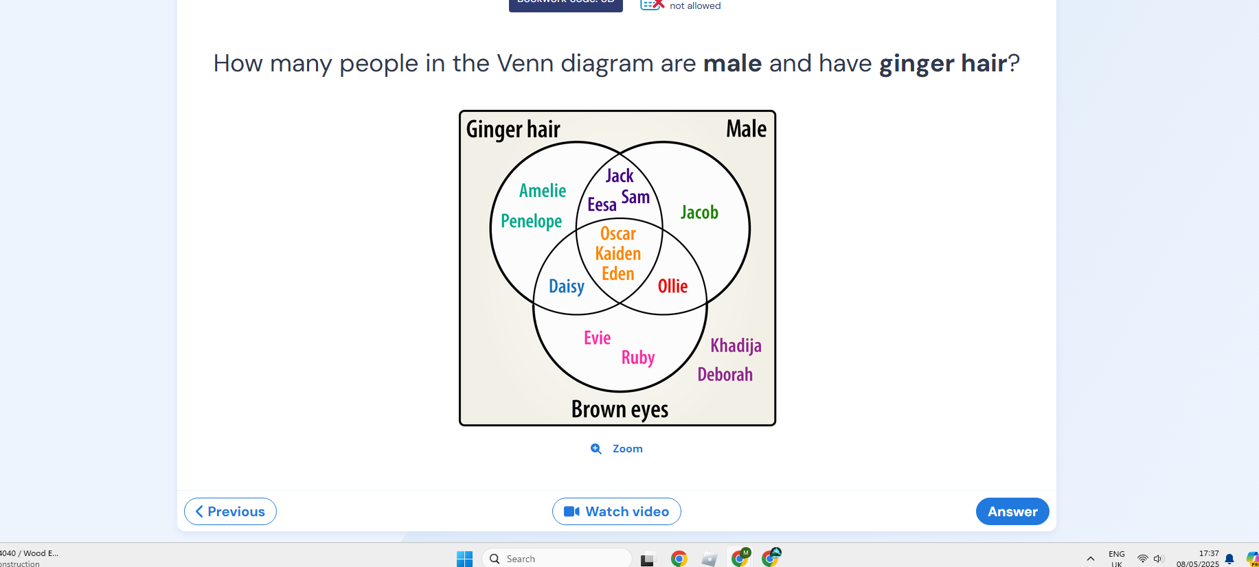 How many people in the Venn diagram are male | StudyX