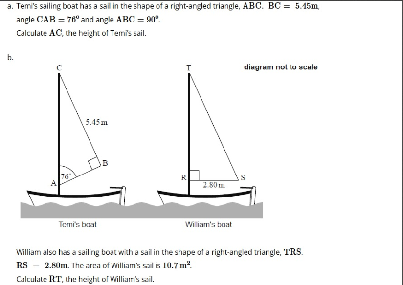 a. Temi's sailing boat has a sail in the