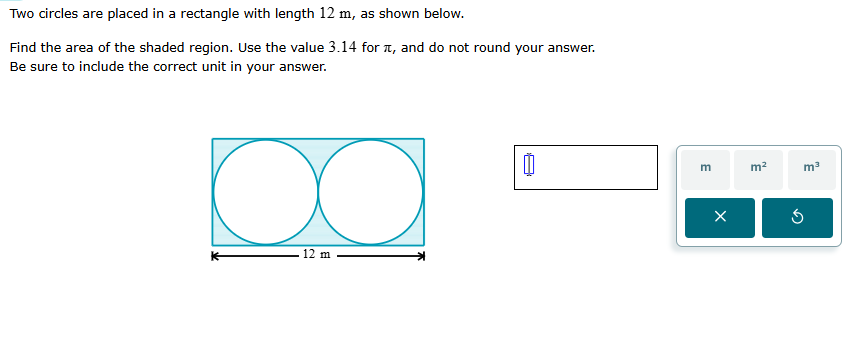 Two circles are placed in a rectangle with