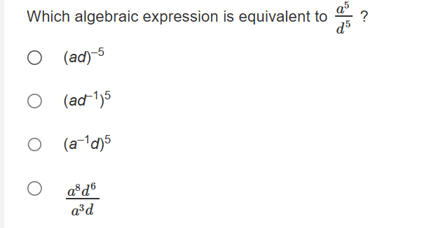 Which algebraic expression is equivalent to | StudyX