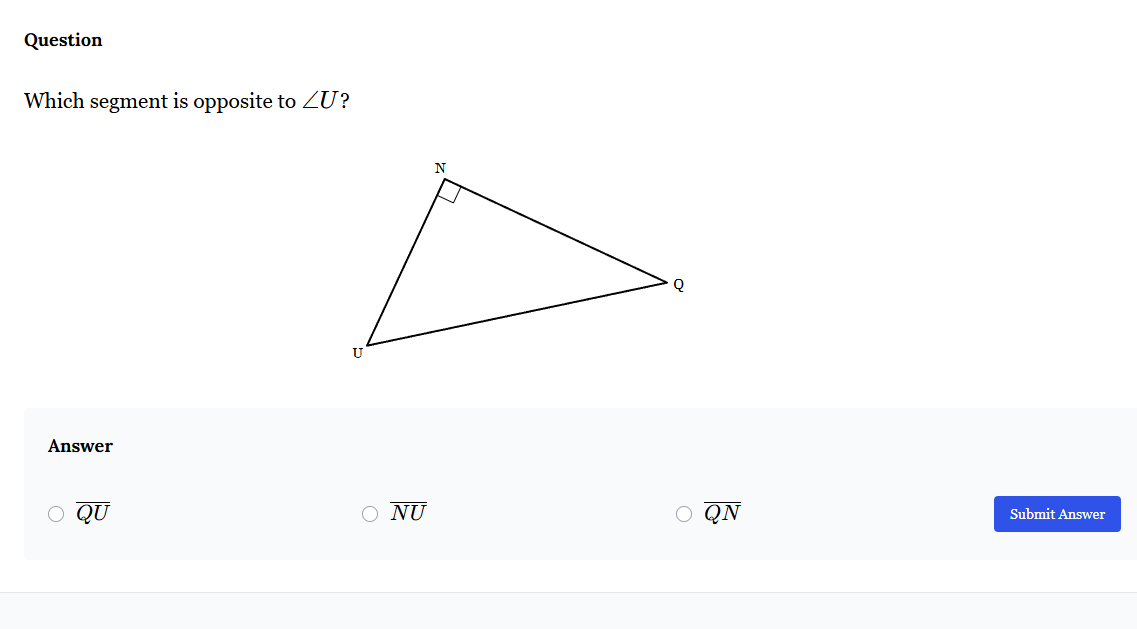 Which segment is opposite to $ U$? $ | StudyX