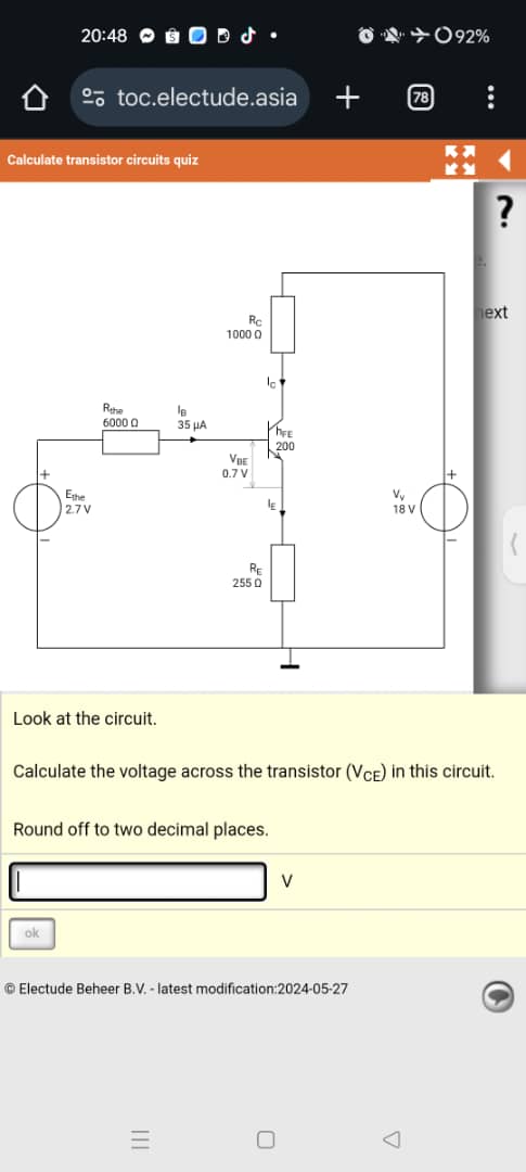 Look at the circuit. Calculate the voltage | StudyX
