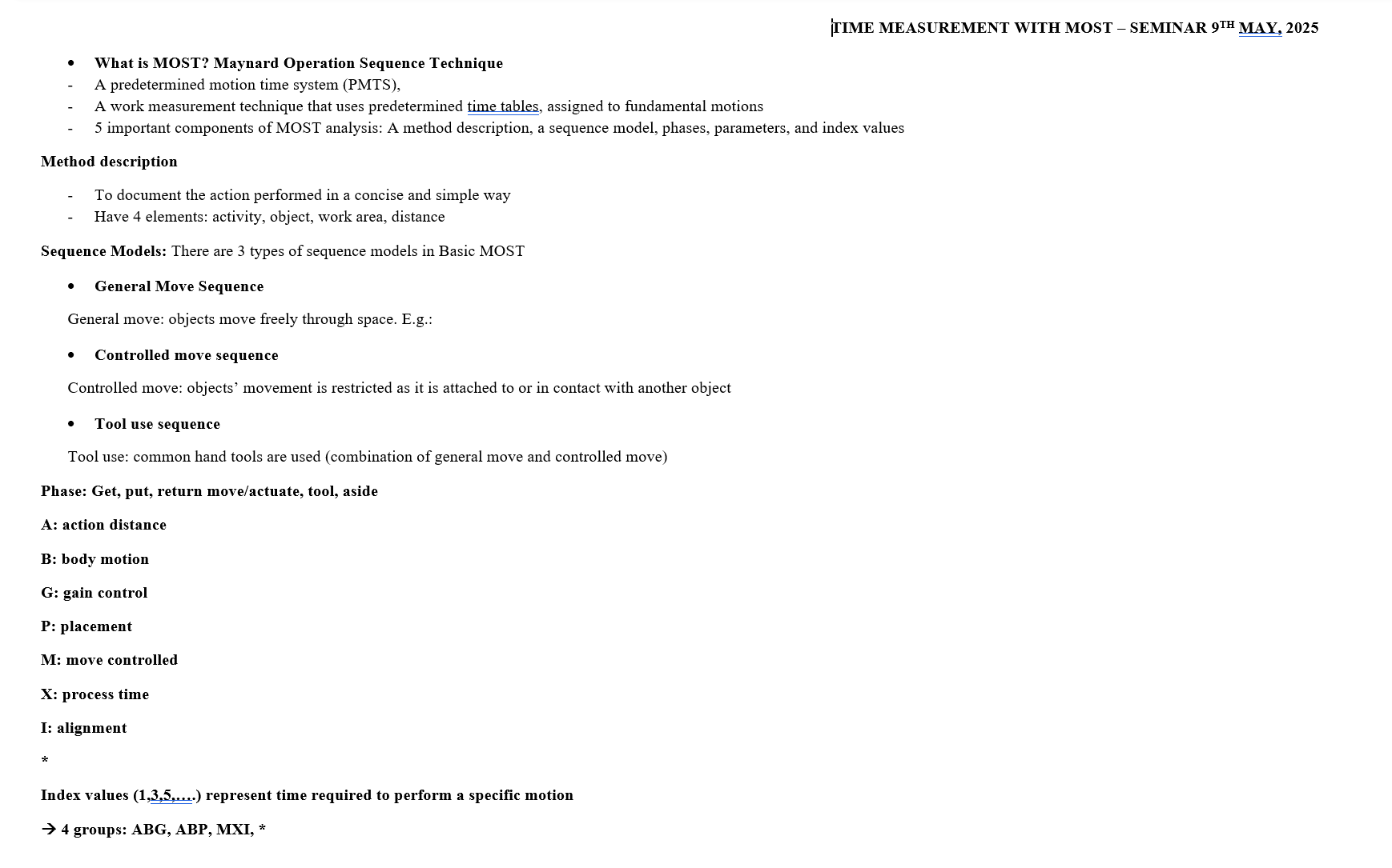 What is MOST? Maynard Operation Sequence | StudyX