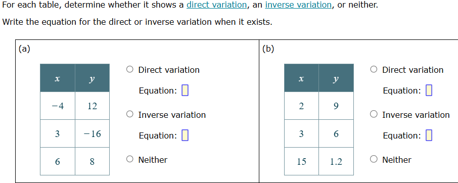 For each table, determine whether it shows a | StudyX