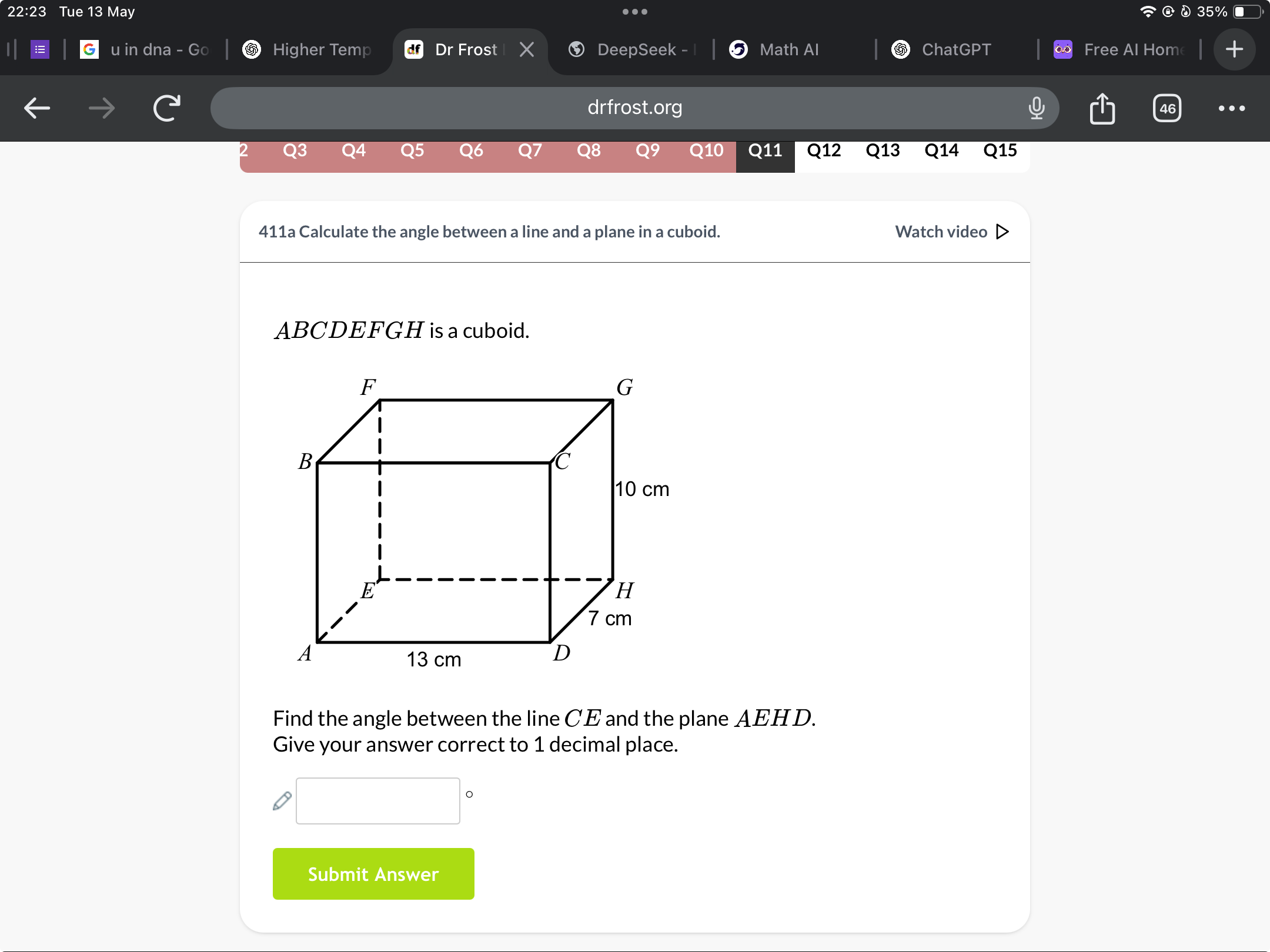 411a Calculate the angle between a line and | StudyX