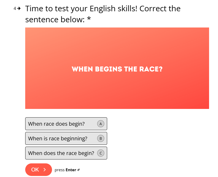 Time to test your English skills! Correct | StudyX