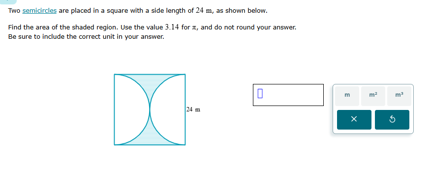 Two semicircles are placed in a square with