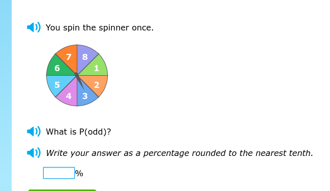 You spin the spinner once. What is P(odd)? | StudyX