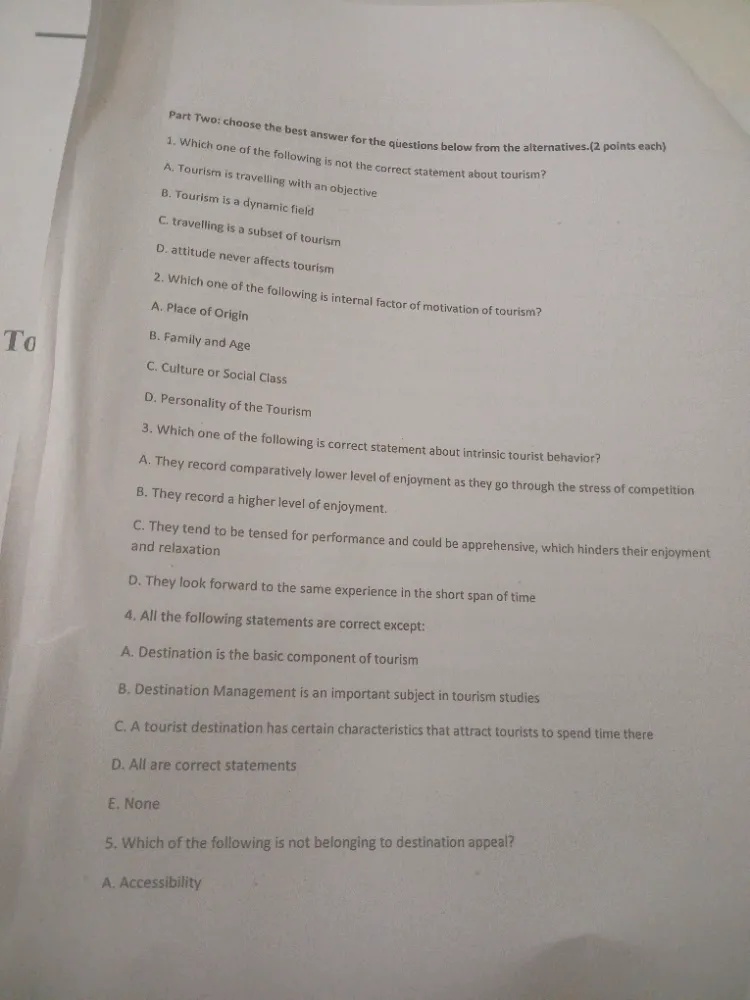 Part Two: choose the best answer for the | StudyX