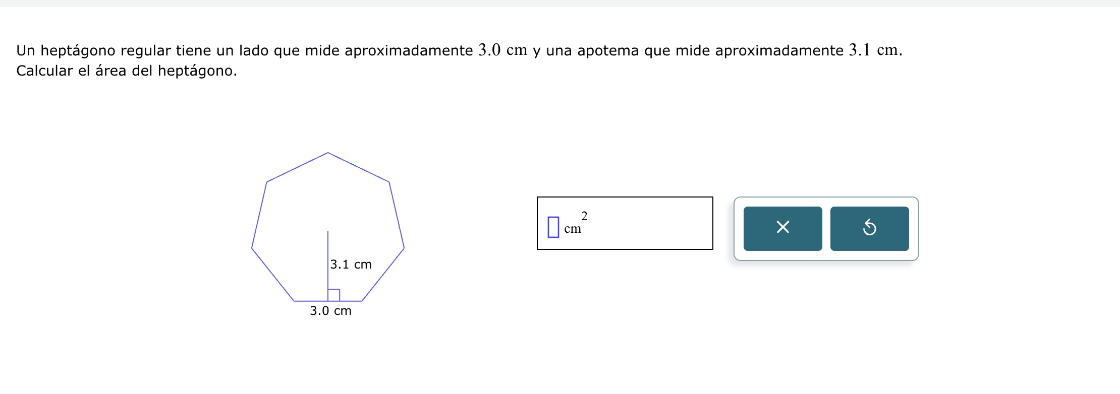 Un heptágono regular tiene un lado que mide | StudyX