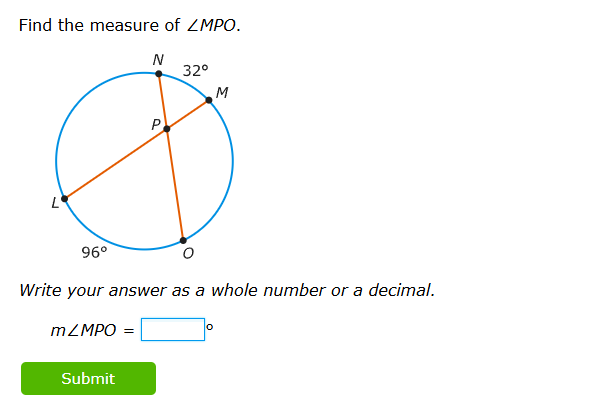 Find the measure of $ MPO$. Write your | StudyX