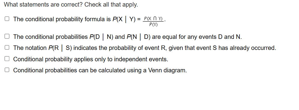 What statements are correct? Check all that | StudyX