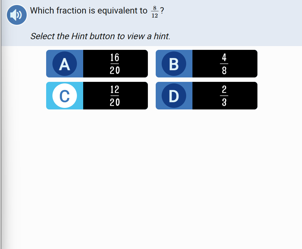 Which fraction is equivalent to $ {8}{12}$? | StudyX