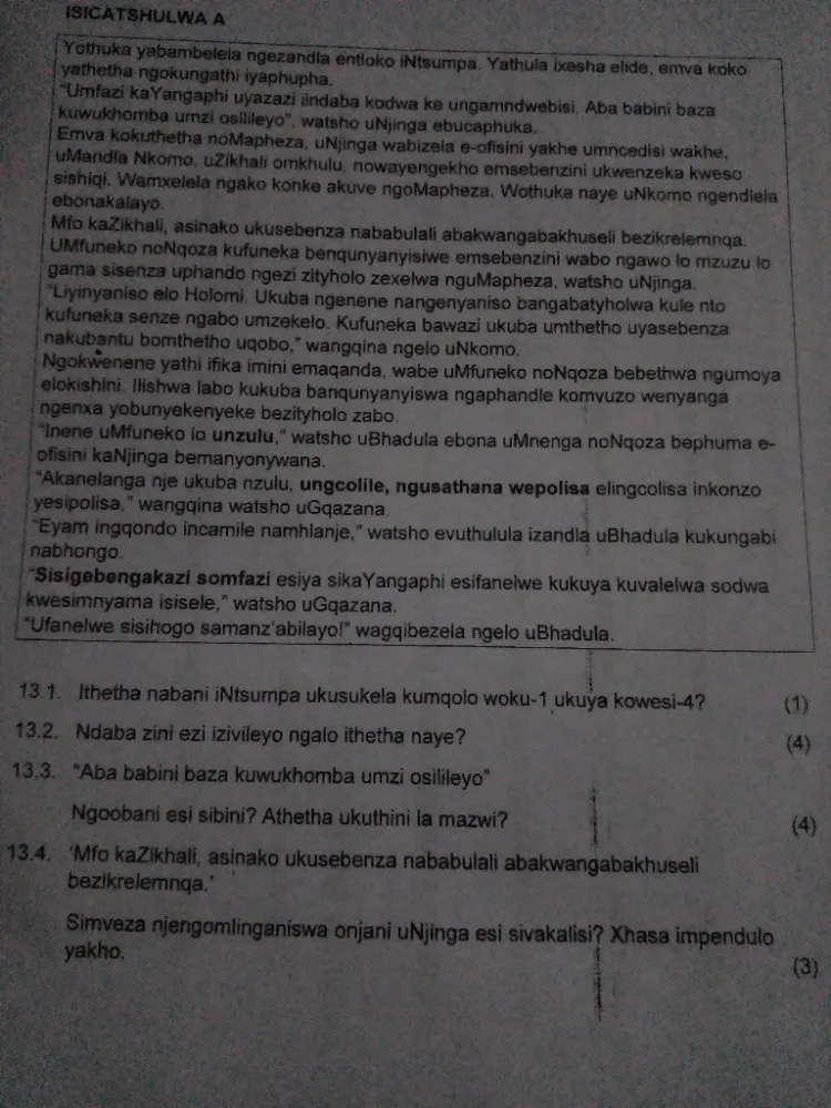 13.1. Ithetha nabani iNtsumpa ukusukela | StudyX