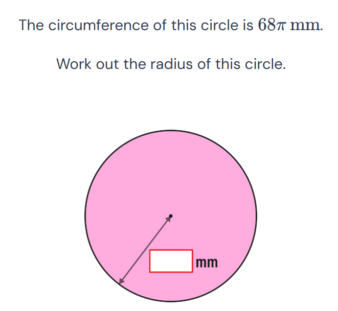 The circumference of this circle is $68 $ | StudyX