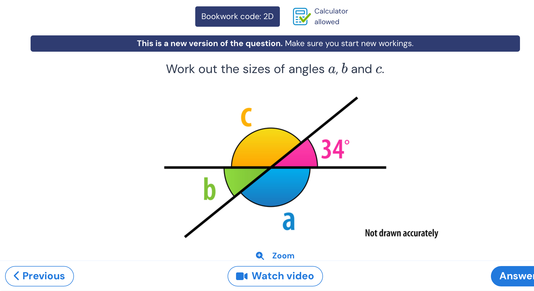 Work out the sizes of angles a, b and c. | StudyX
